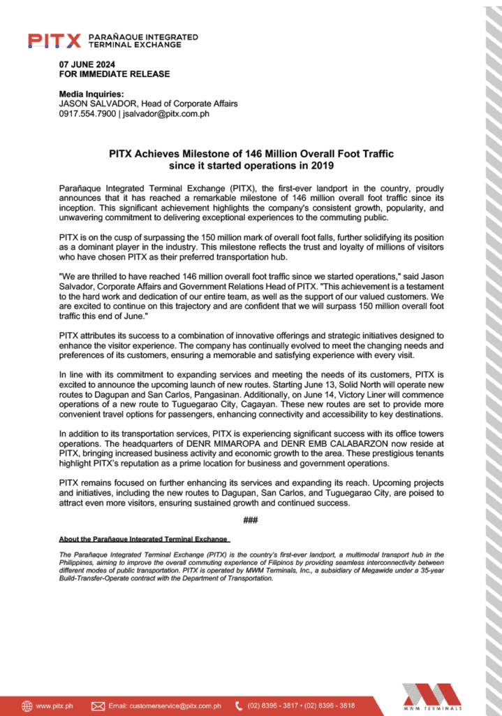 Press Release Archive - PITX